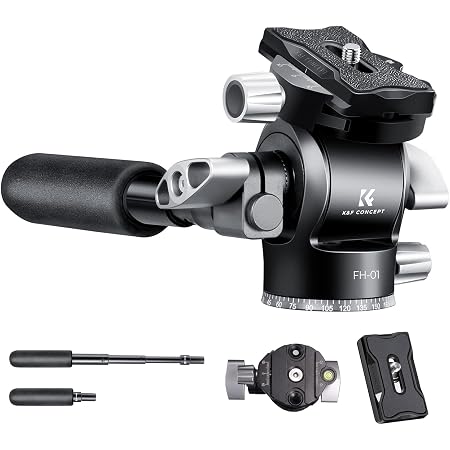 Amazon.com : K&F Concept 3-Way Geared Tripod Head, Millimeter Micro ...