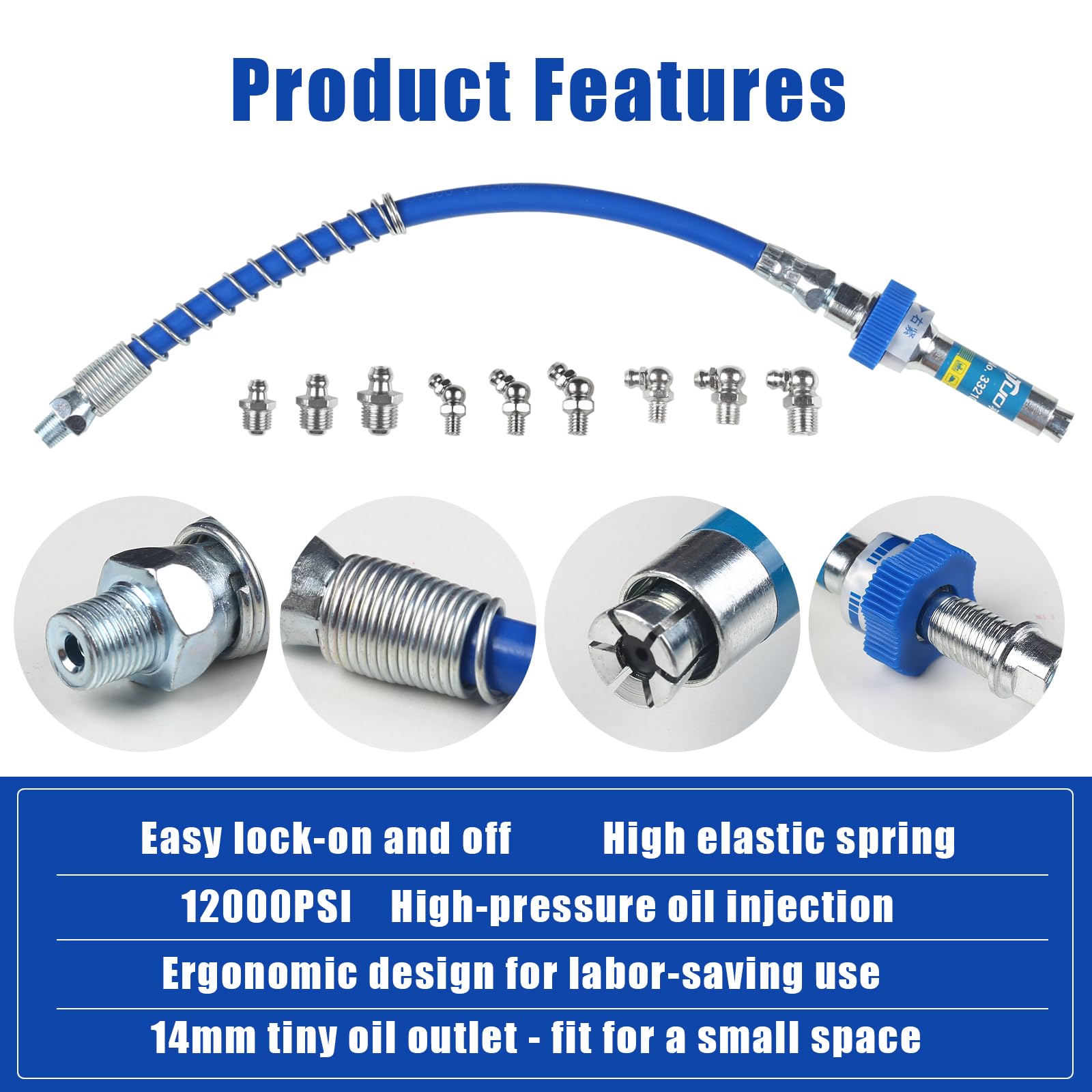 Lock-on High Pressure Grease Coupler, 10th Generation Heavy Duty Grease ...