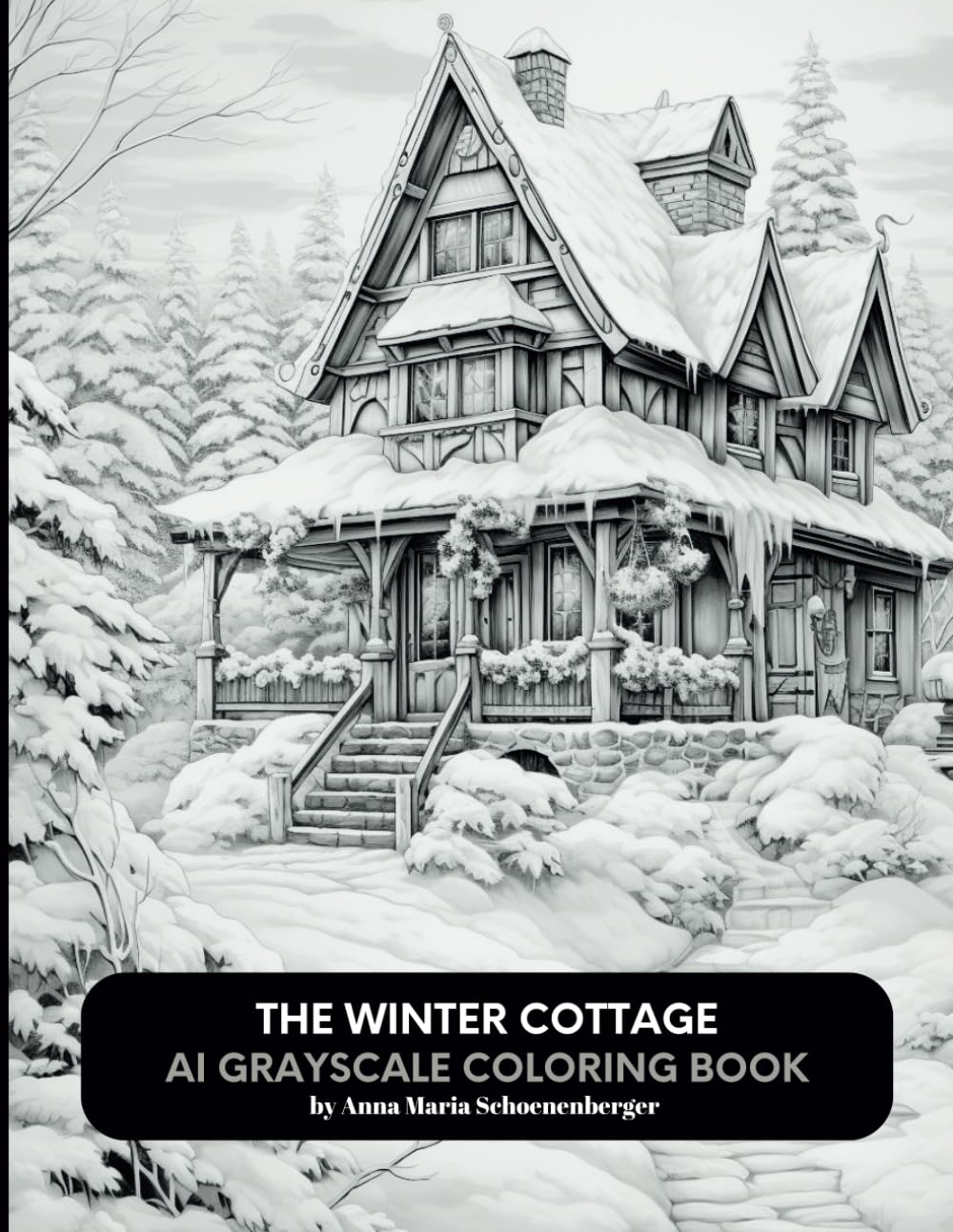 Amazon.com: THE WINTER COTTAGE: AI Grayscale Coloring Book (Grayscale ...