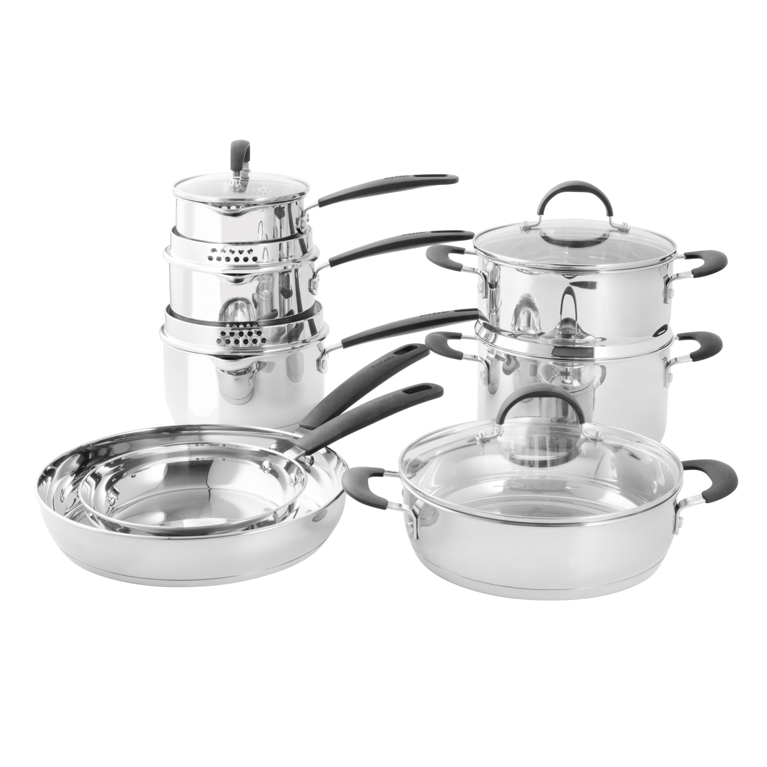 ProCook Gourmet Stainless Steel Cookware Set (8 Piece) Uncoated ...
