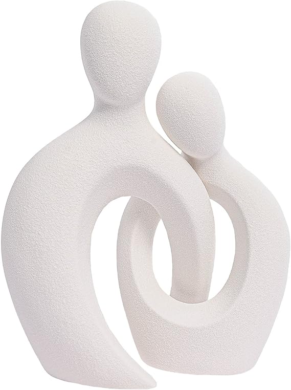 Amazon.com: Quoowiit Ceramic Couple Sculptures for Home Decor, Abstract ...