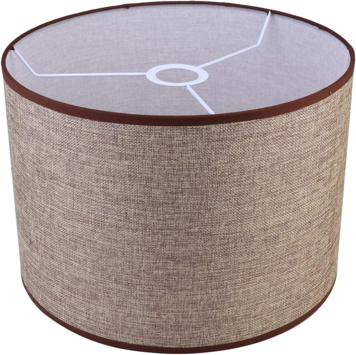 Lurrose Brown Linen Burlap Lamp Shade Large Drum Lampshade for ...