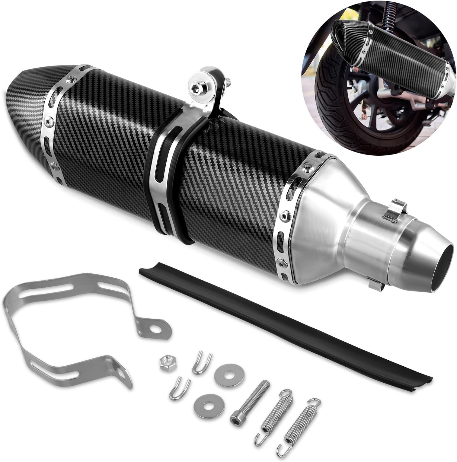 Universal Motorcycle exhaust pipe, 38mm 51mm Motorcycle Muffler Exhaust ...