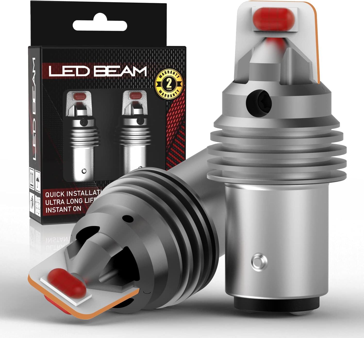 Amazon.com: LEDBeam BAY15D 2057 1157 LED Brake Lights Bulbs, Pure Red ...