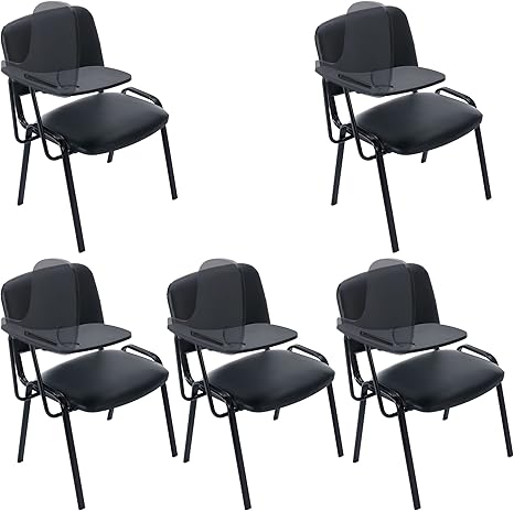Amazon.com: Vinyl Leather Reception Chairs with Desk Attached, Black ...