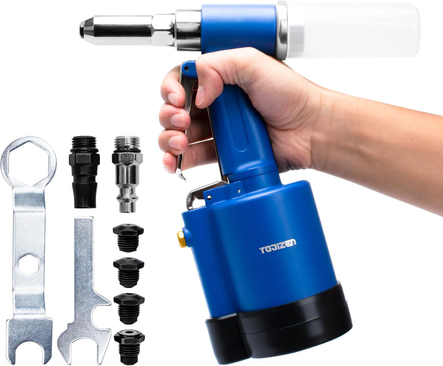 TOJIZEN Pneumatic Pop Rivet Gun Kit, Air Riveter Tool Set with ...