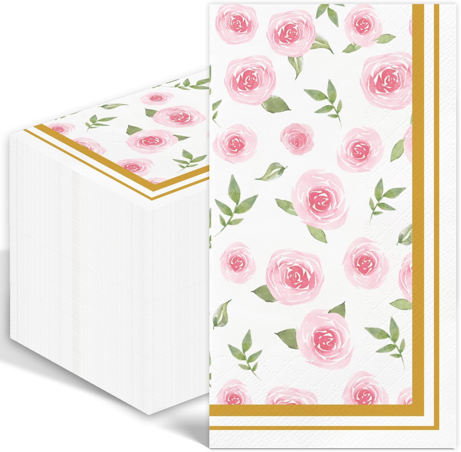 Amazon.com: Generic AnyDesign 50Pcs Pink Floral Guest Napkins ...
