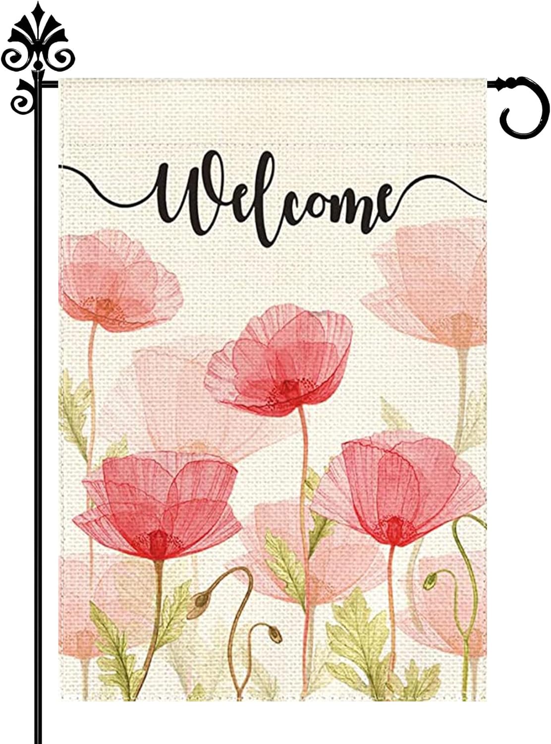 Amazon.com : Welcome Spring Pink Colorful Rose Flower Garden Flag 12x18 ...