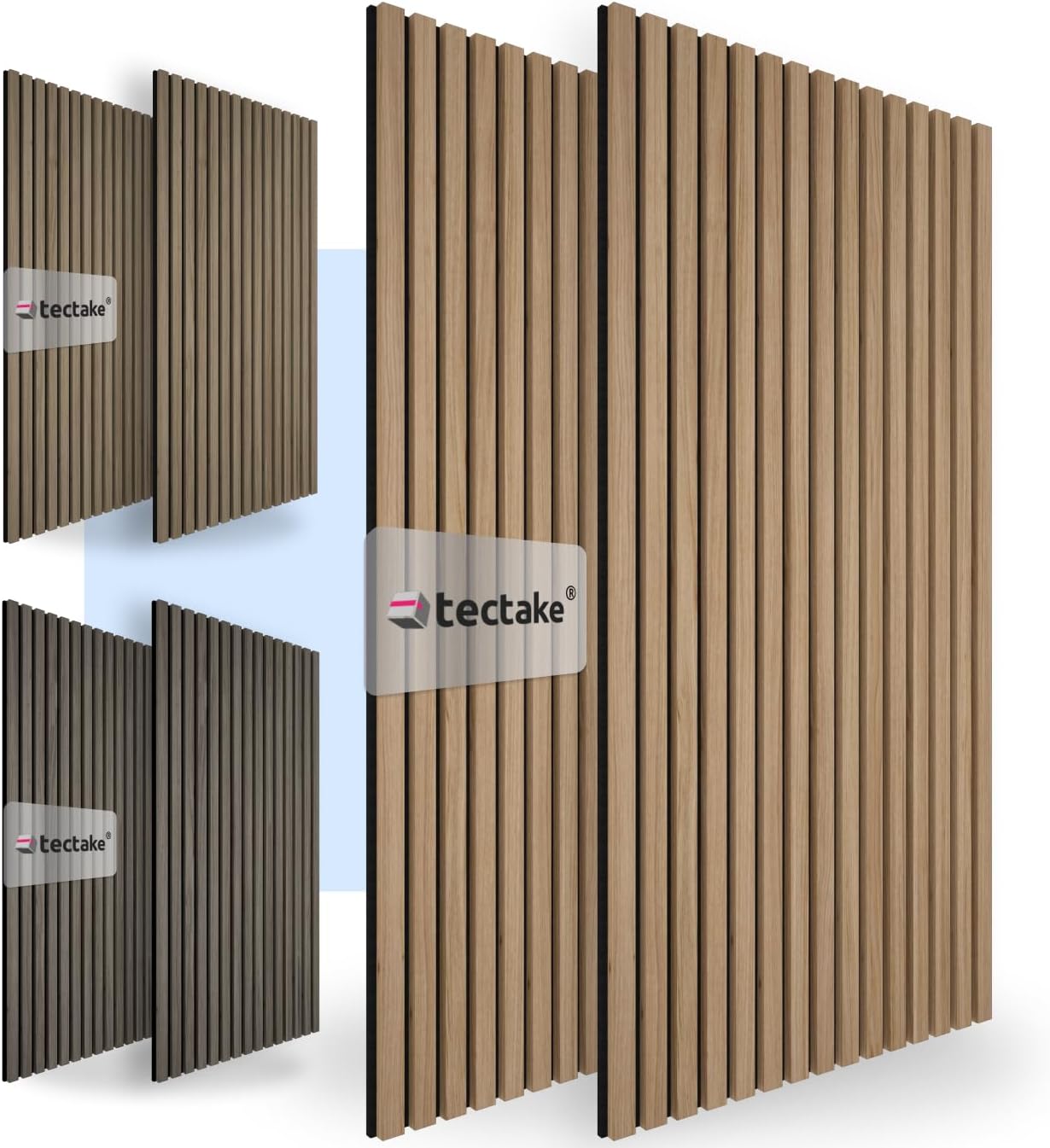 tectake® 3D-akustiska paneler, träutseendepaneler, väggpaneler i ...