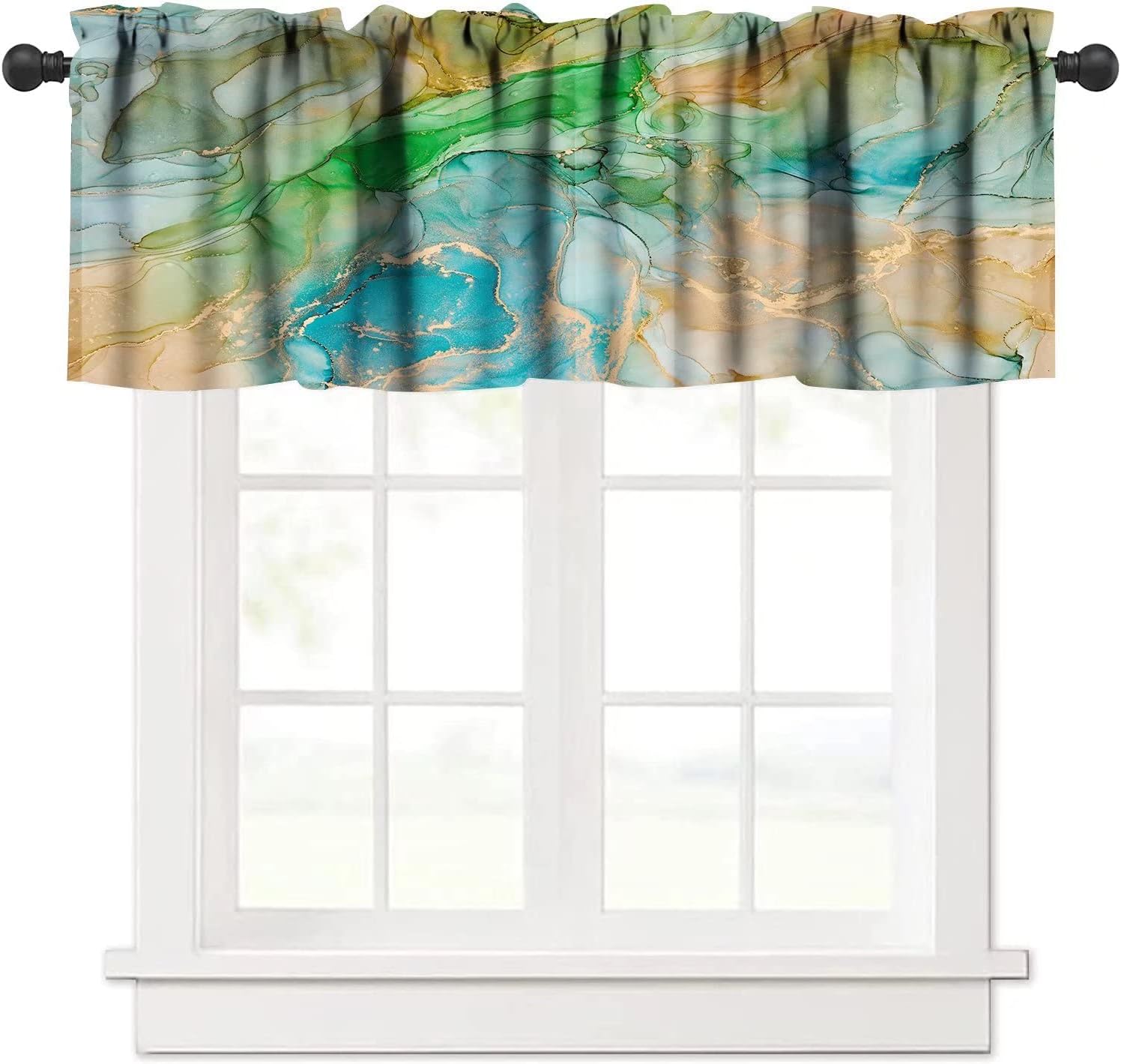 Amazon.com: Marble Kitchen Window Valances, Marble Valance for Window ...