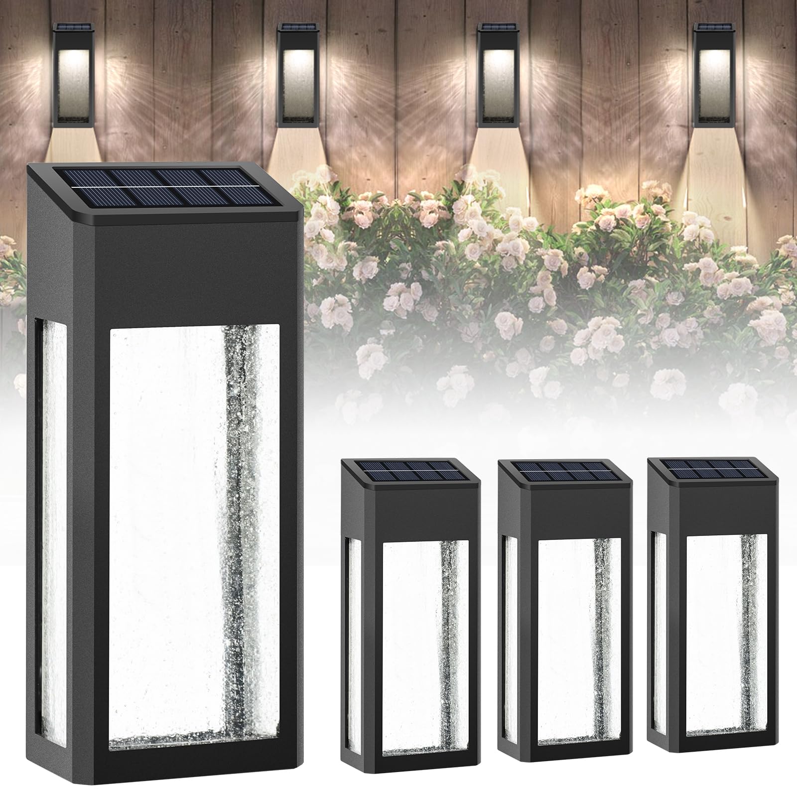 Yotopow Solar Wall Lights, Metal Fence Lights Solar Powered, Solar ...