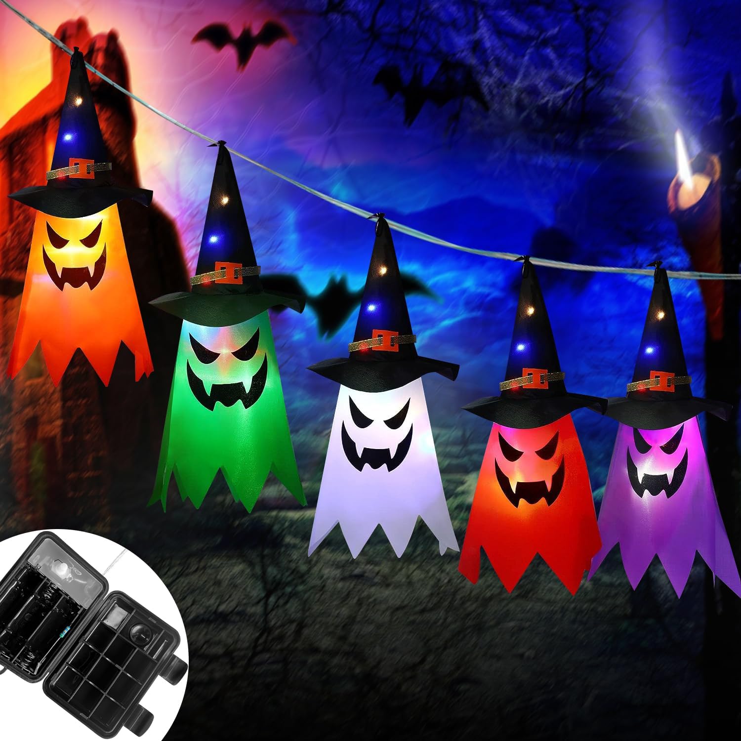 WELDMON Colgantes de Halloween,Brujas Decoracion Halloween, Cadena de ...