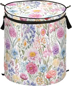 Amazon.com: Watercolor Floral Border Pop up Laundry Basket, Dorm ...