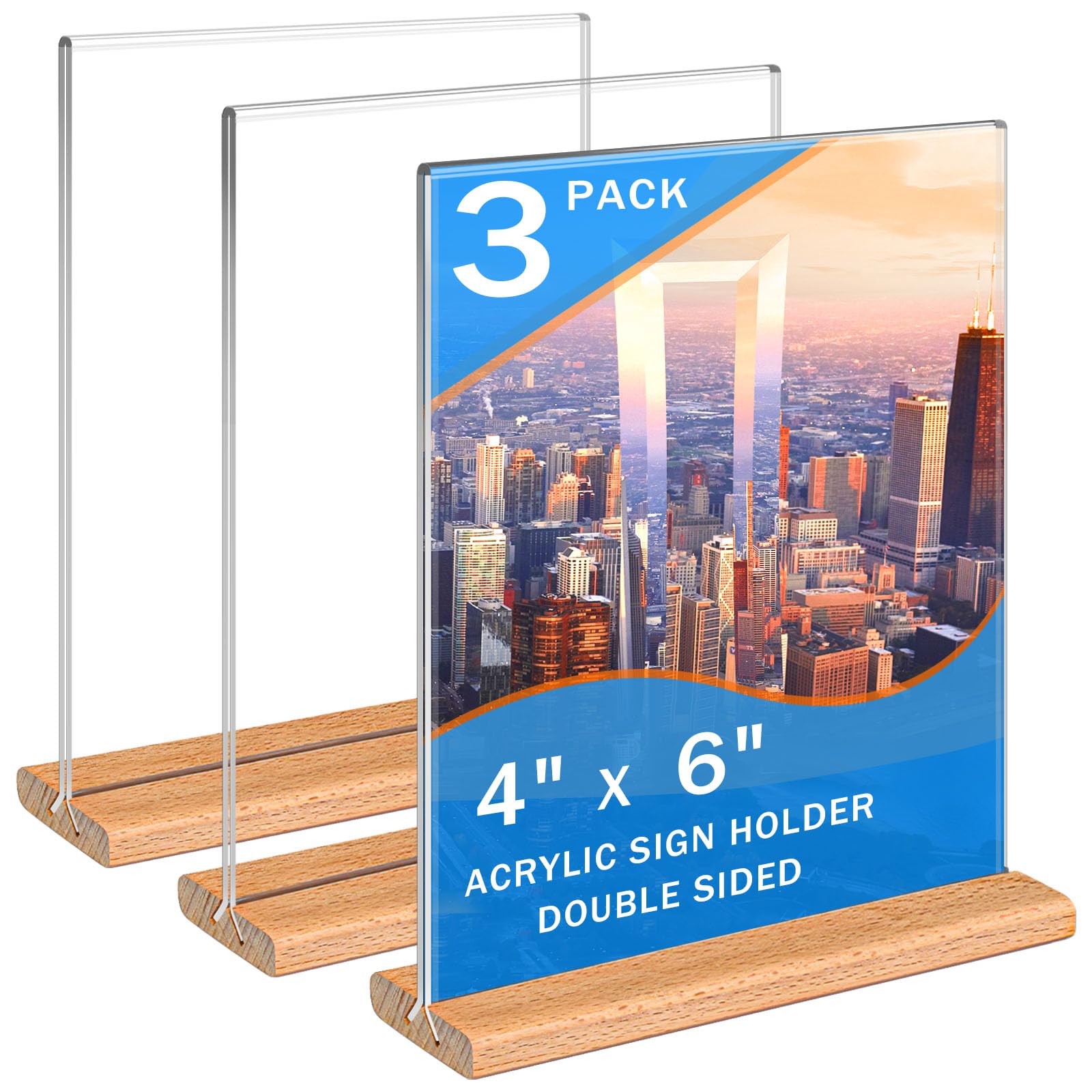 Amazon.com : Kersally Acrylic Sign Holder 4 x 6, 3 Pack Double-Sided ...
