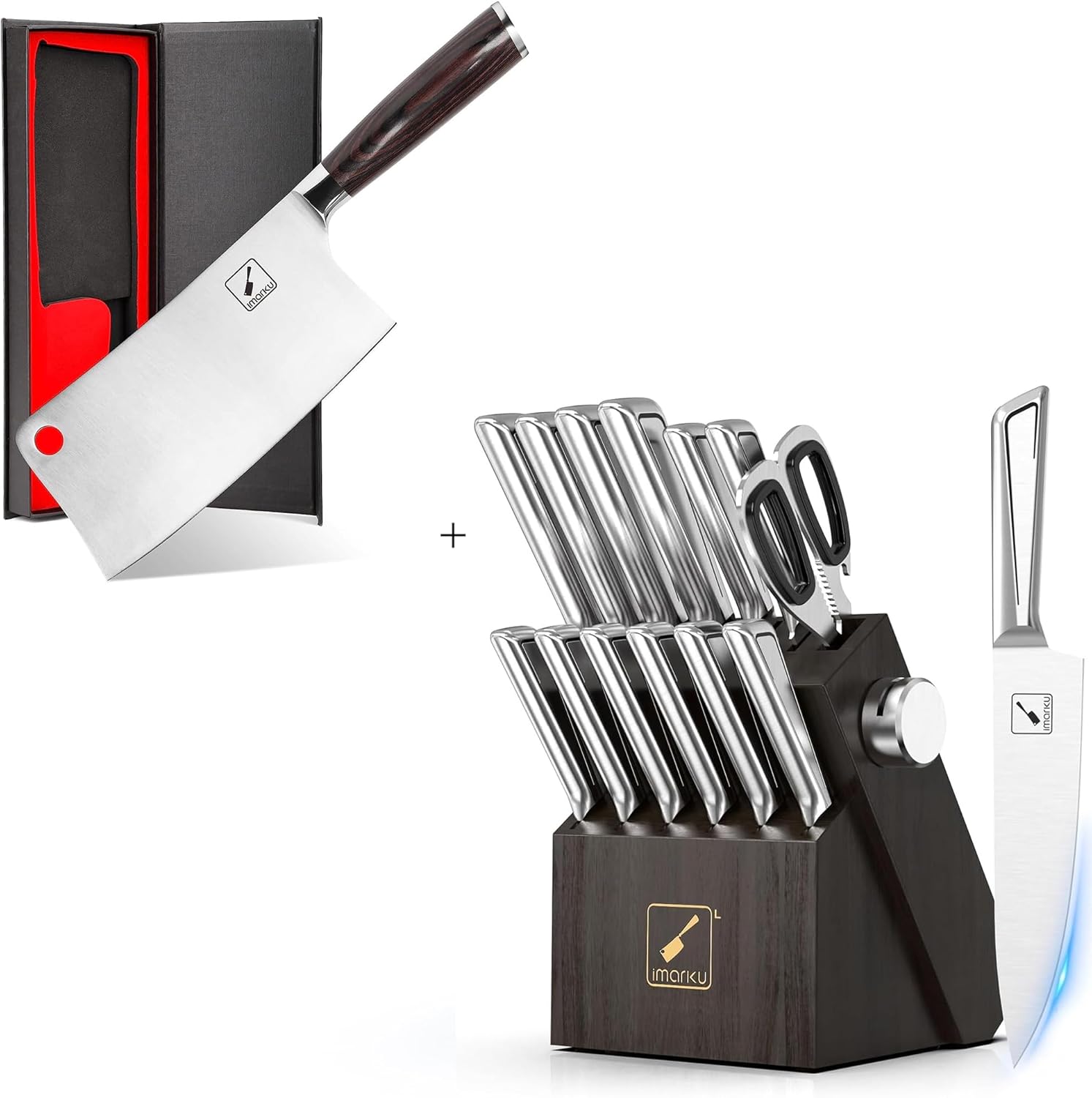Amazon.com: imarku Best Stainless Steel Knife Sets for Kitchen with ...