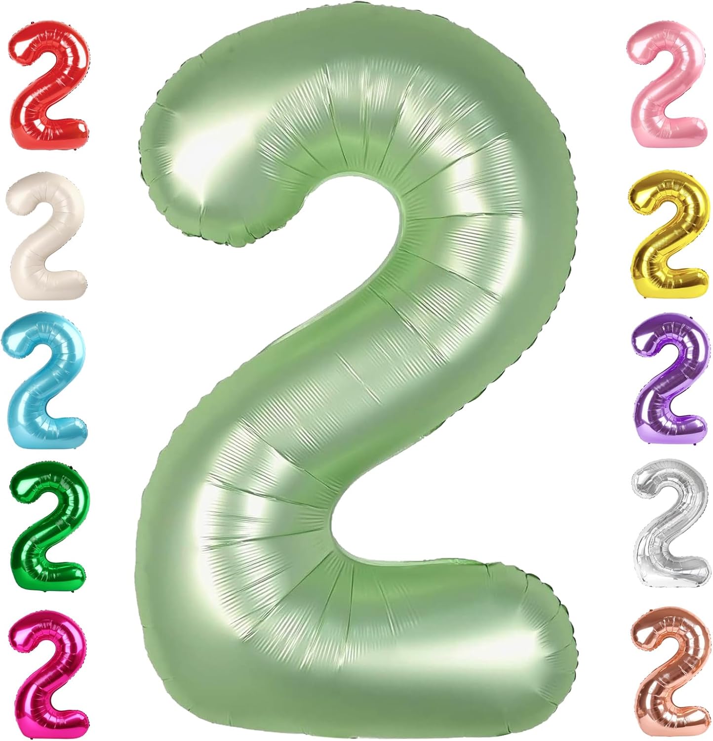 Amazon.com: 2 Balloon Number 40 Inch Olive Green Two Balloon Number 2nd ...