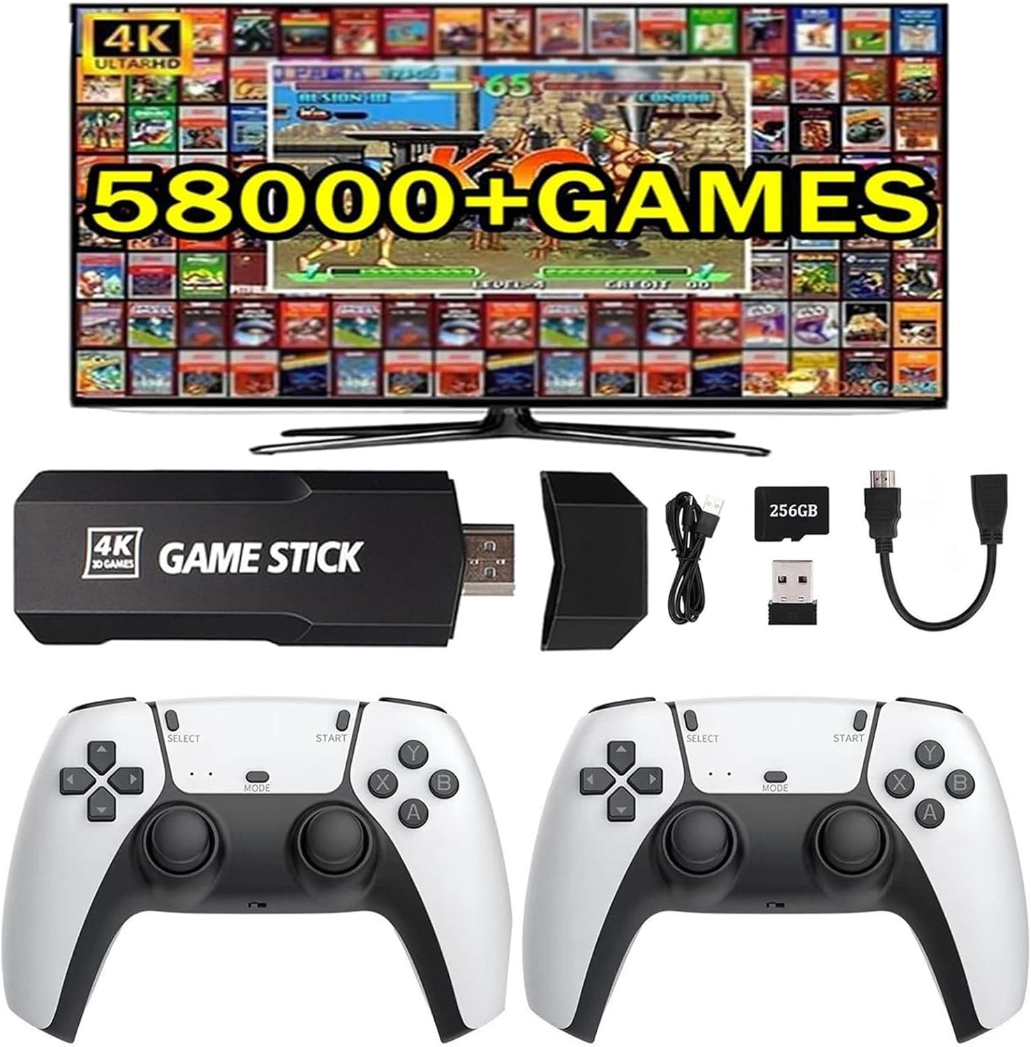 Wireless Retro Gaming Console,58000+Retro Gaming Stick,Revisit Classic ...
