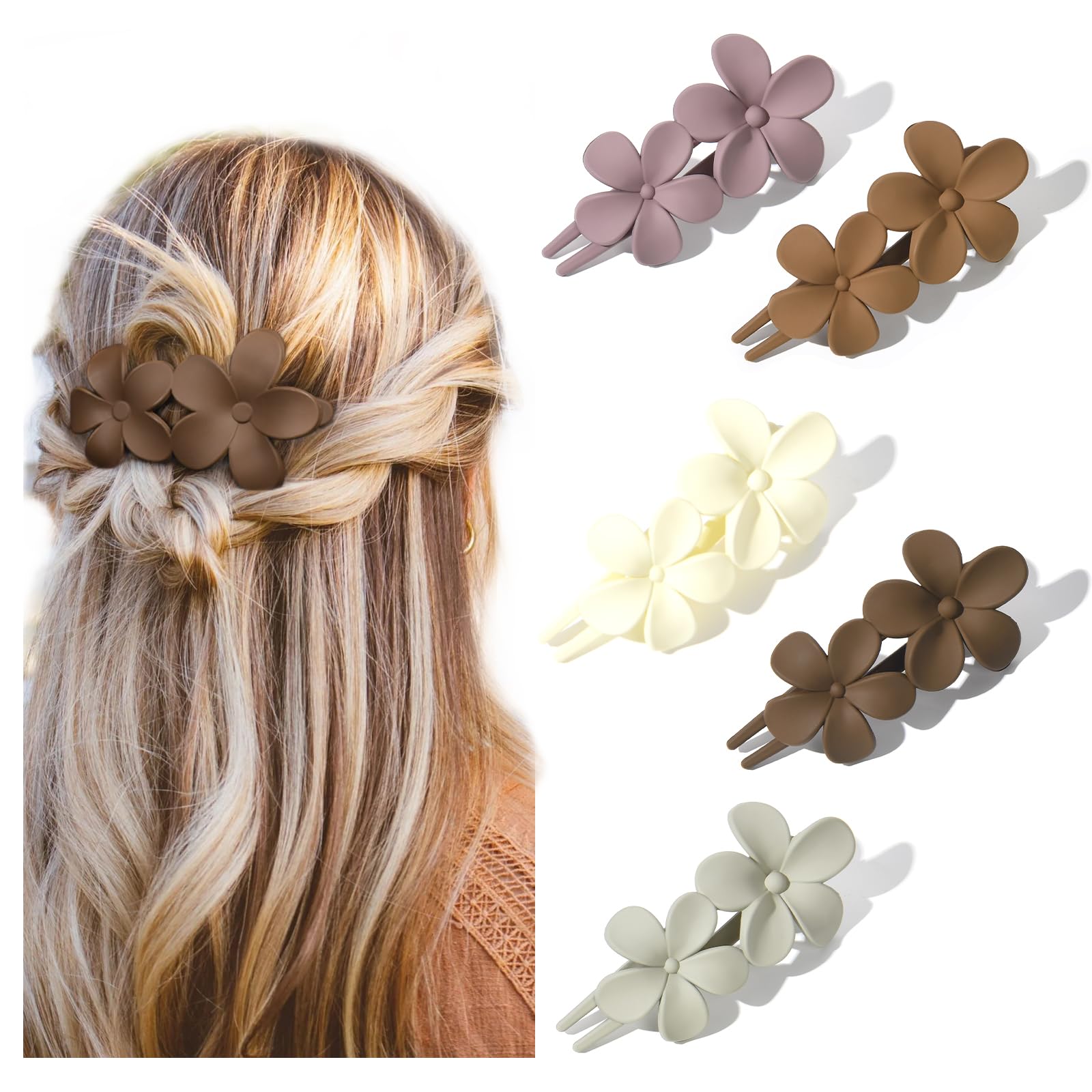 YANIBEST 5 Pcs Flat Hair Clips - Stylish Lay Flat Claw Clips for All ...