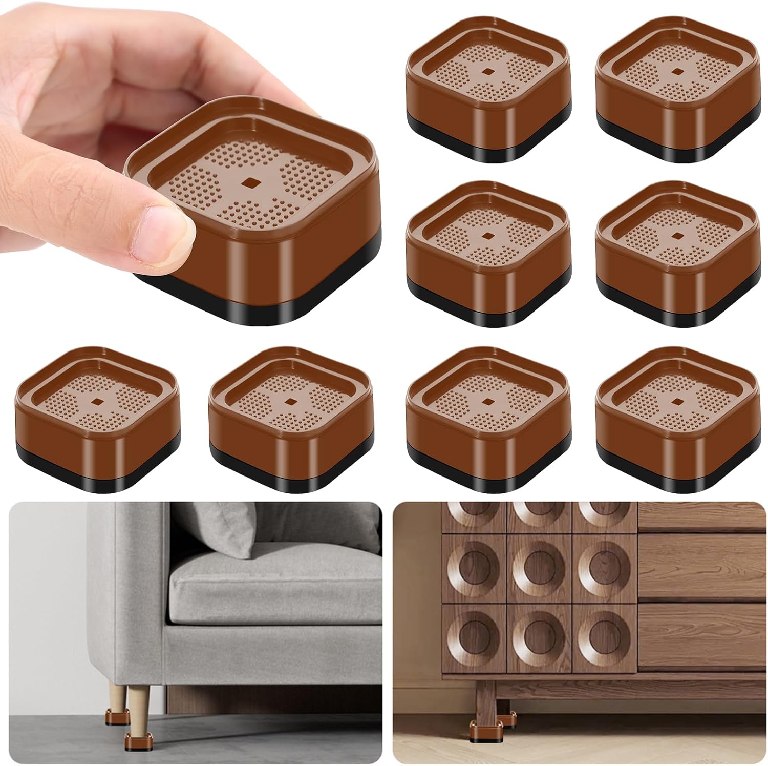 Amazon.com: Hnndlra 8 Pack Furniture Risers Adjustable Bed Risers Heavy ...