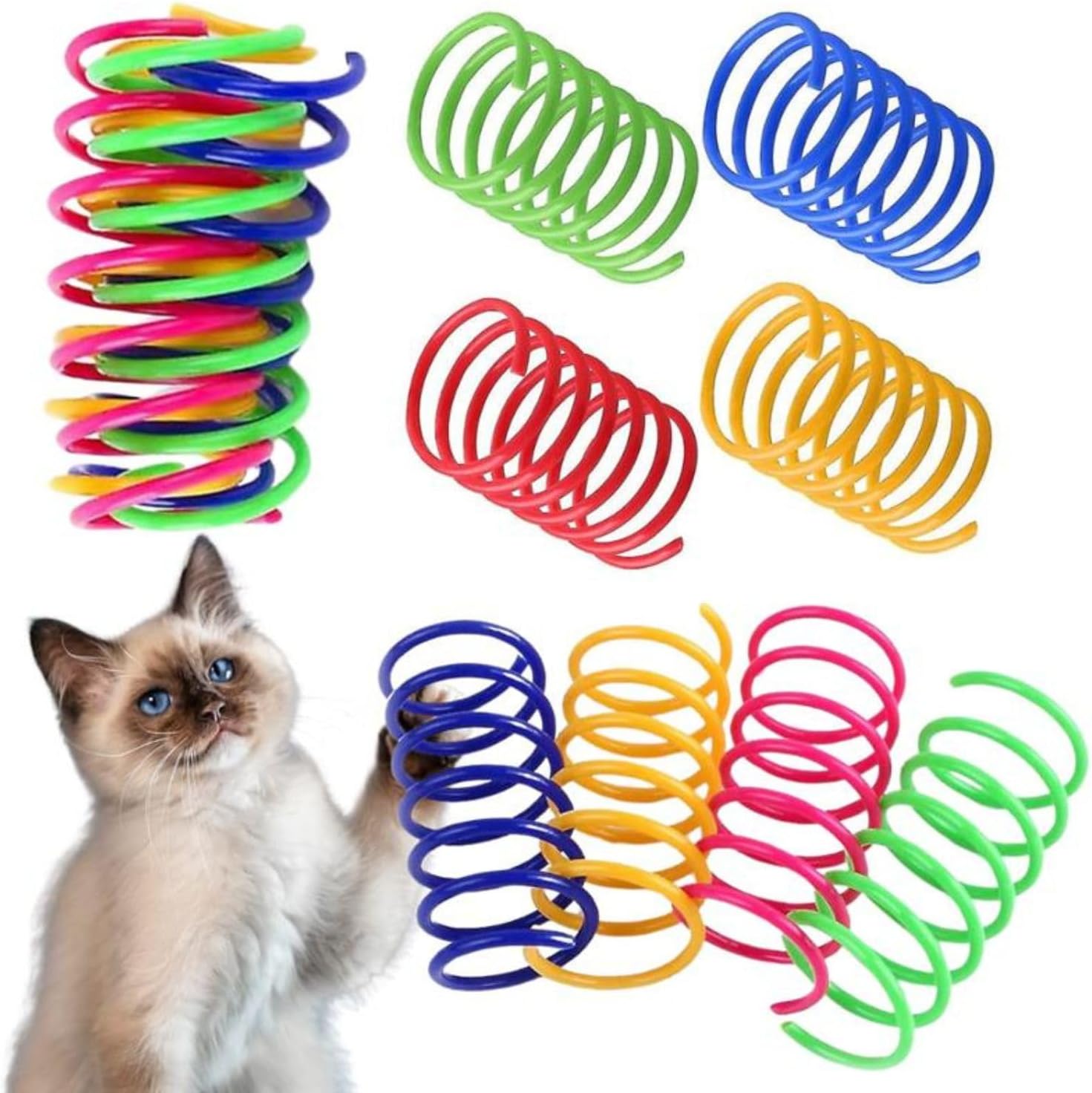 Amazon.com: Shizhoo Cat Spring Toy, 15 Pcs Cat Kittens Toys Plastic ...