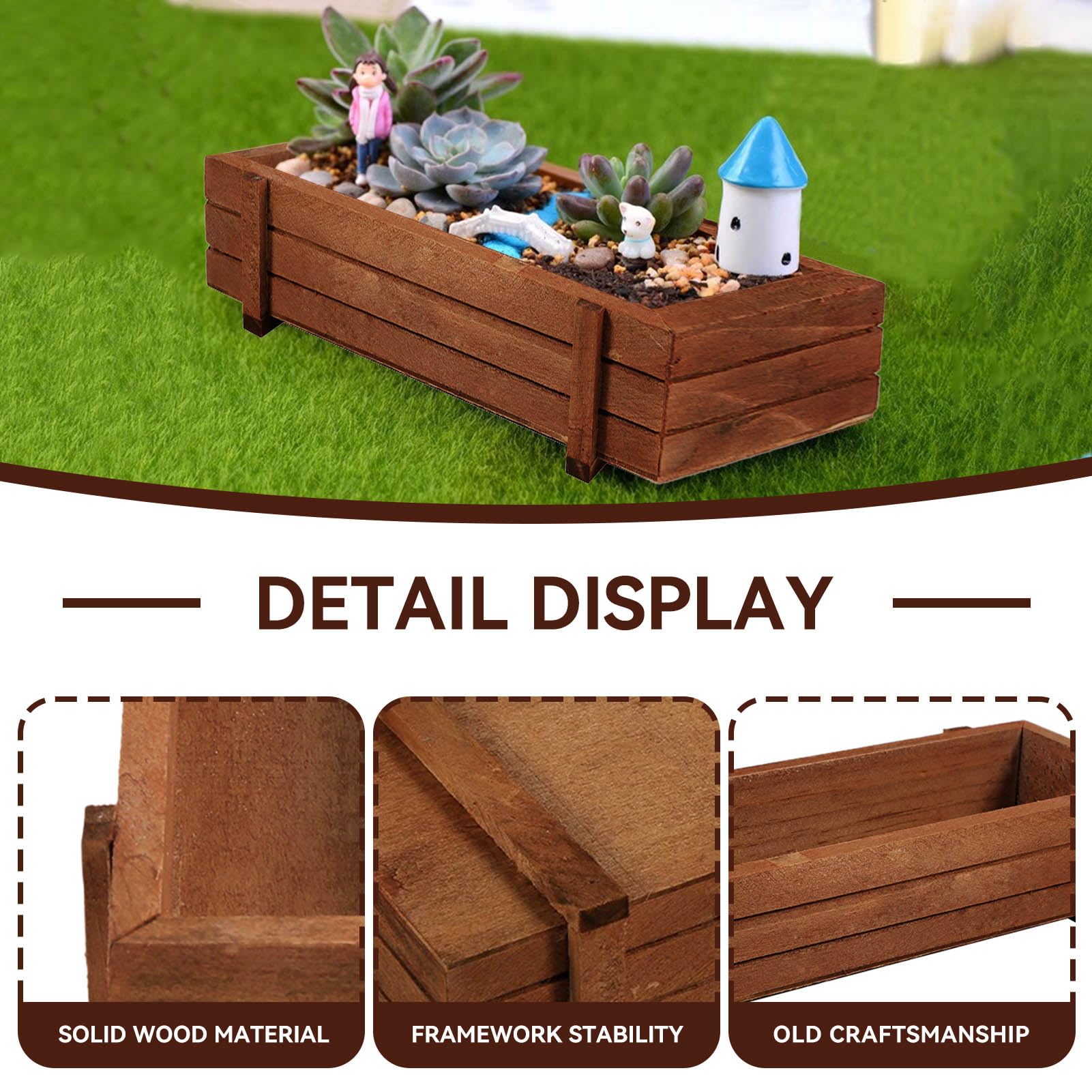 Rectangular Wood Planter Box With Mount Deck Railing Mounted Flower