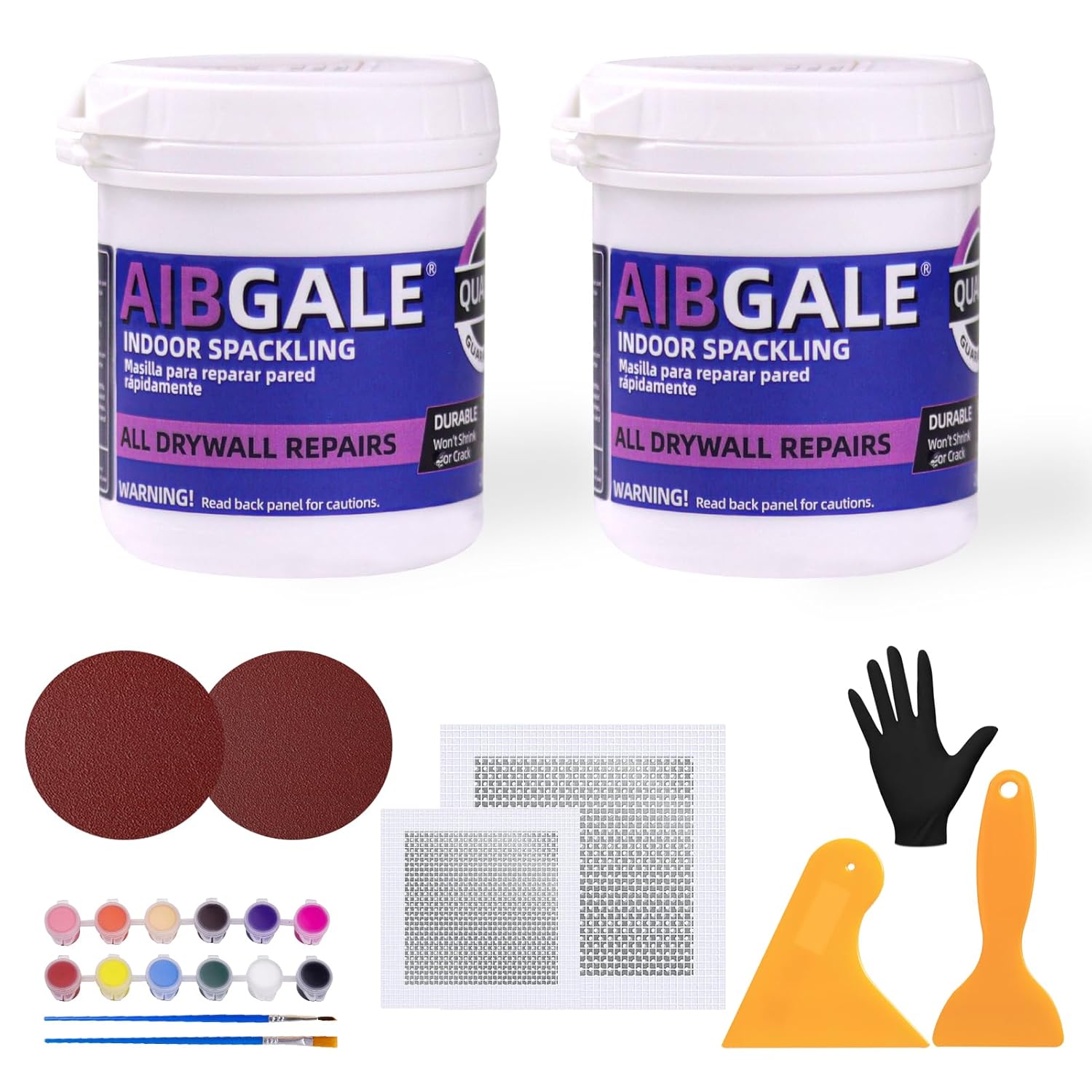 Drywall Repair Kit with Gloves - 2 Pack Spackle Wall Repair and Wall ...