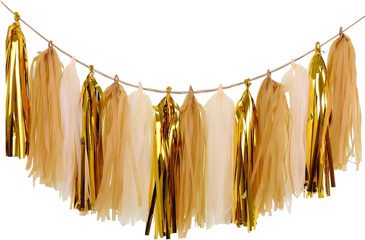 Gold Party Garlands Champagne 15pcs Ivory Tassel Banner Rainbow Baby ...
