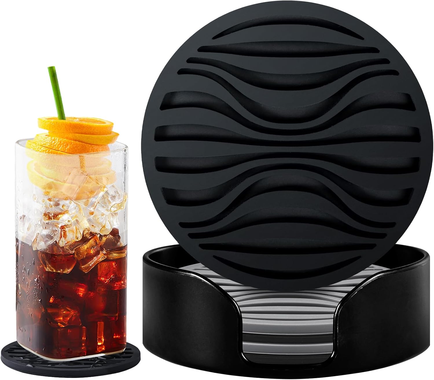 Amazon.com: Beartvanvliet 6 Pcs Silicone Coasters for Drinks,Reusable ...