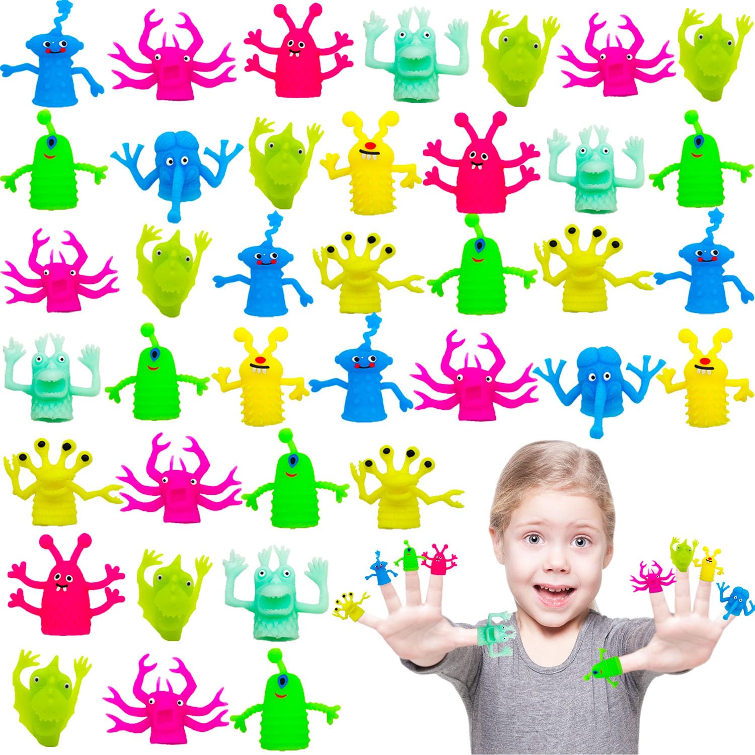 Snapklik.com : 40 PCS Finger Puppets Toys,Cute Monster Stretchy Fidget ...