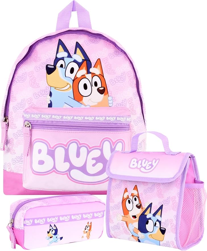 Amazon.com: Bluey Backpack Set for Girls – 3 Piece Childrens and ...