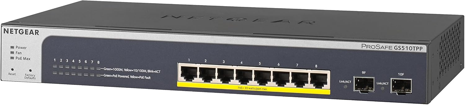 Amazon.com: NETGEAR 10-Port Gigabit Ethernet Smart Managed Pro PoE ...
