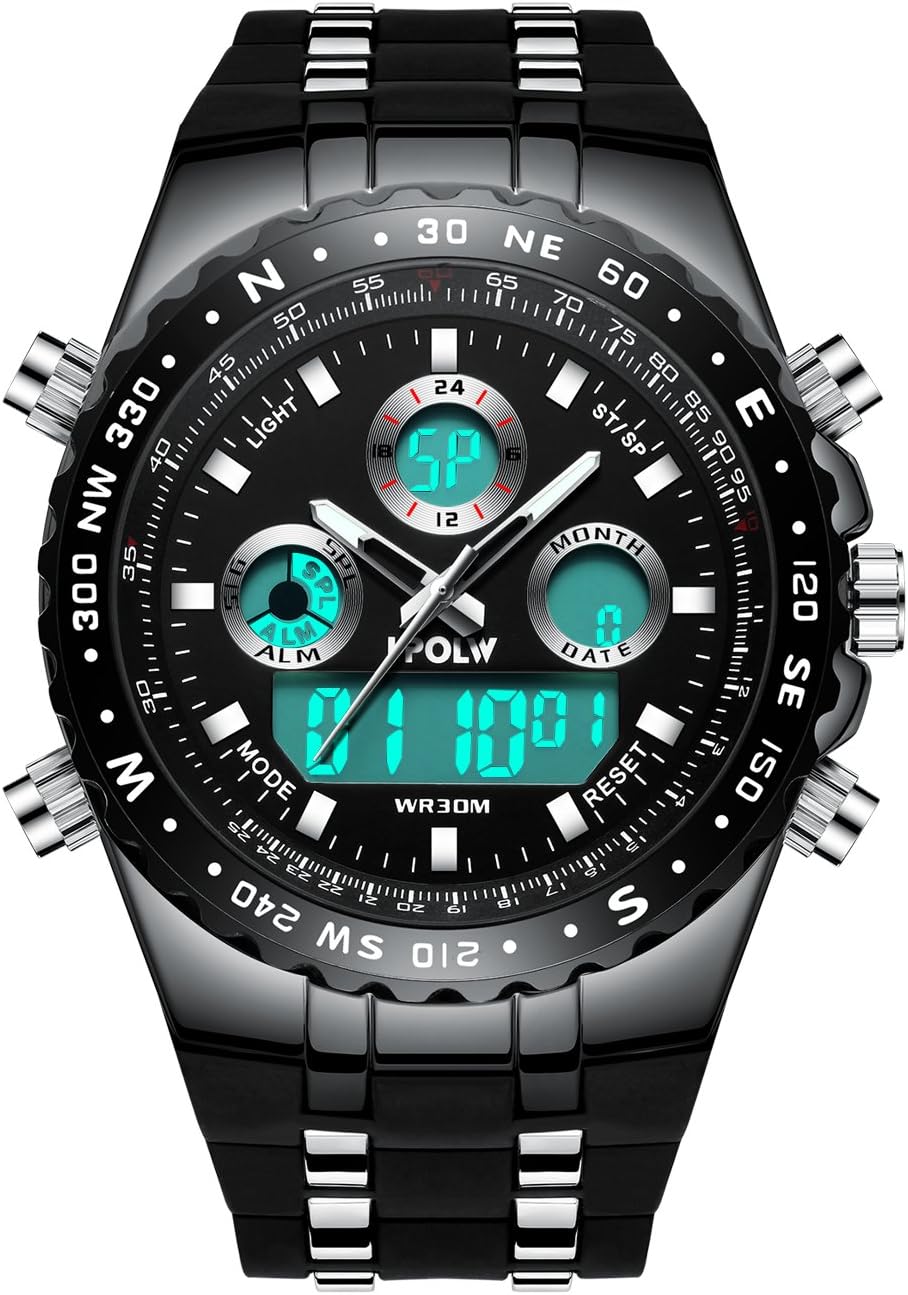 MEGALITH Mens Analogue Digital Sports Watch Men Tough Military Big Face ...