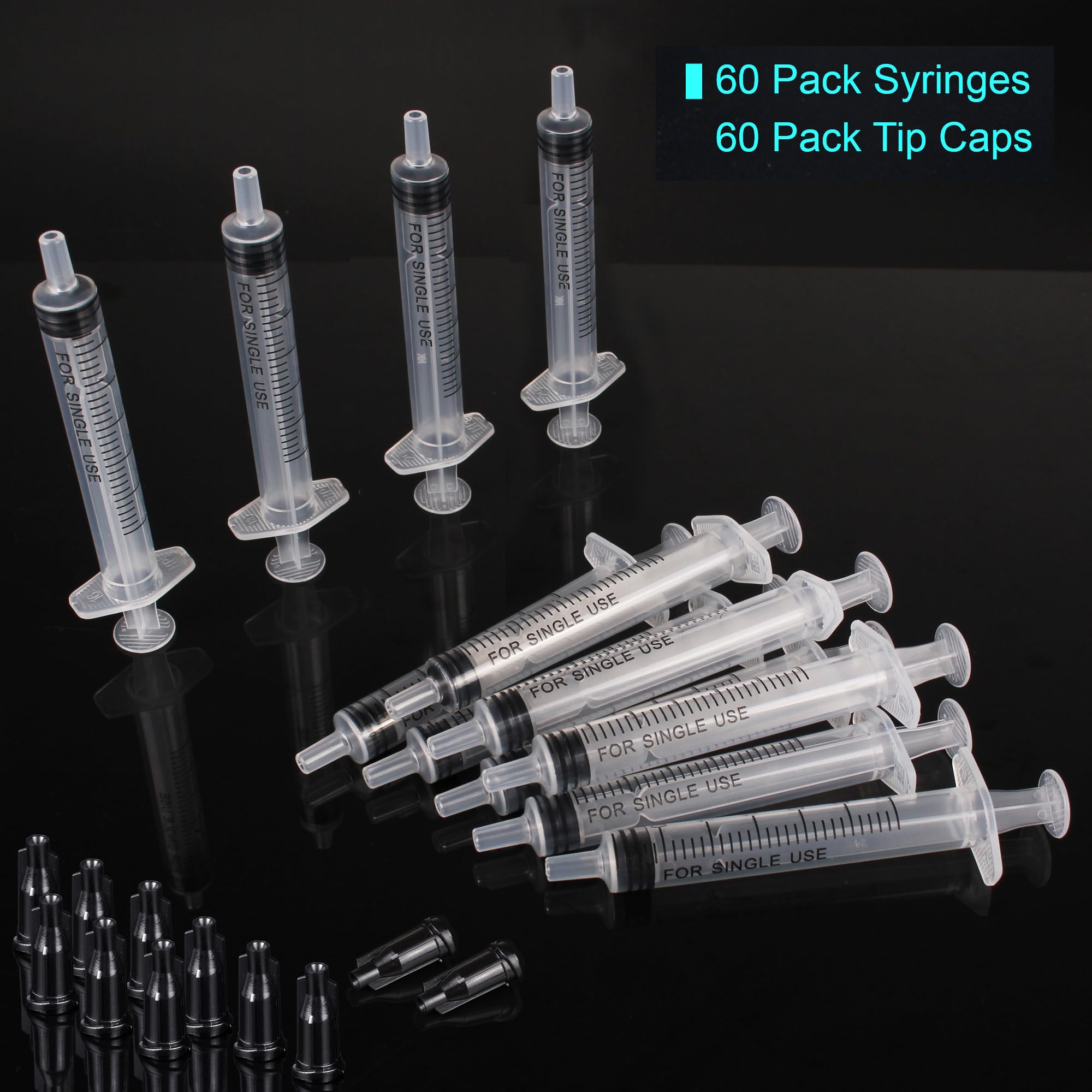 Snapklik.com : 60 Pack 3ml Plastic Syringes Separate Sterile Packaging ...