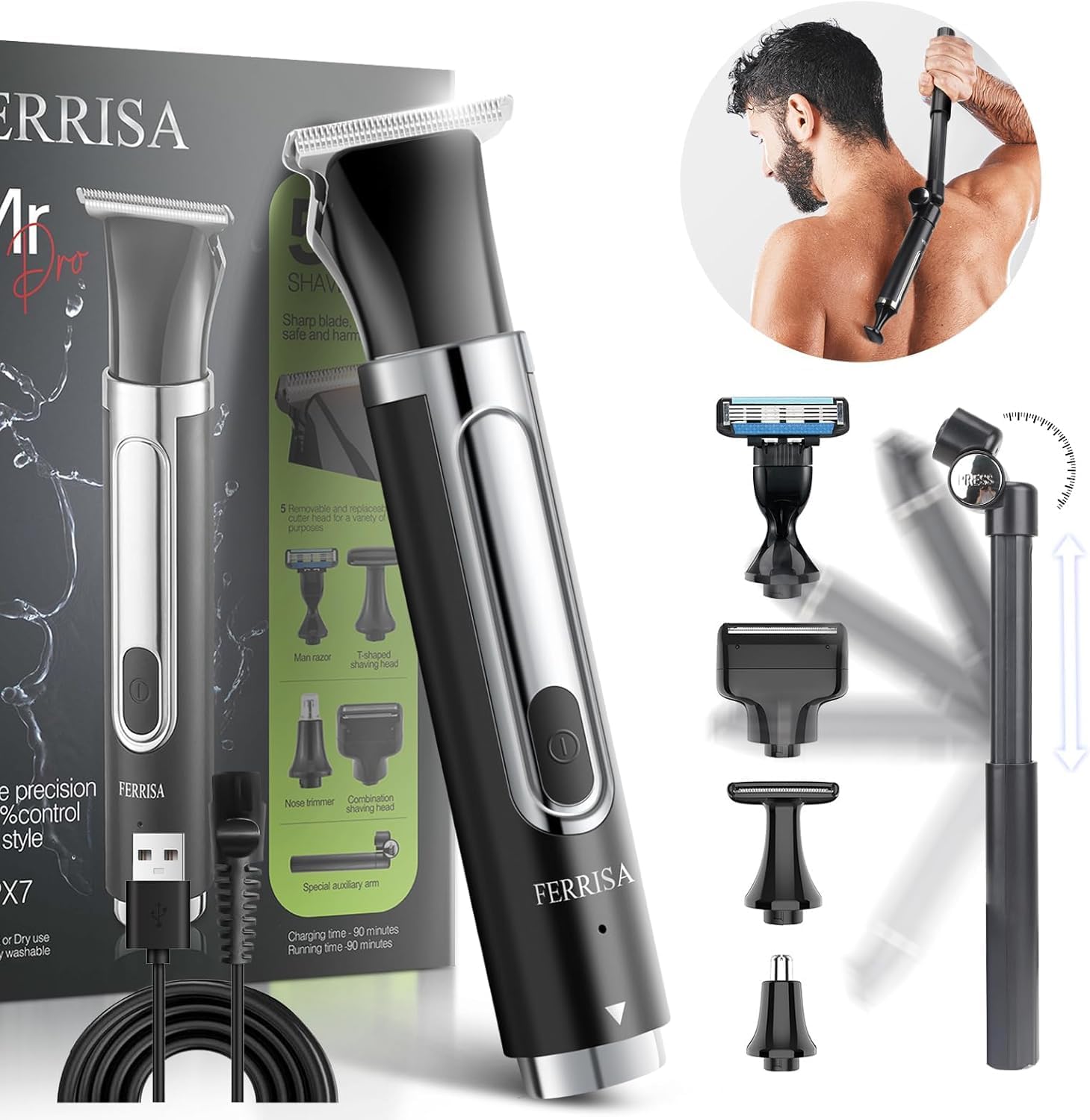 Amazon.com: FERRISA Back Shaver for Men, Electric Shavers for Men with ...
