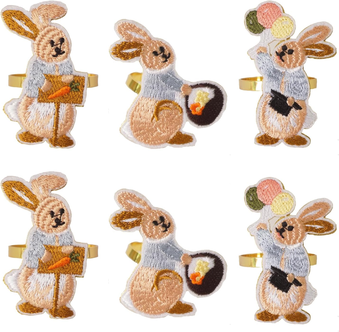 Amazon.com: Cieovo 6 Pieces Easter Rabbit Napkin Rings Set Bunny Metal ...
