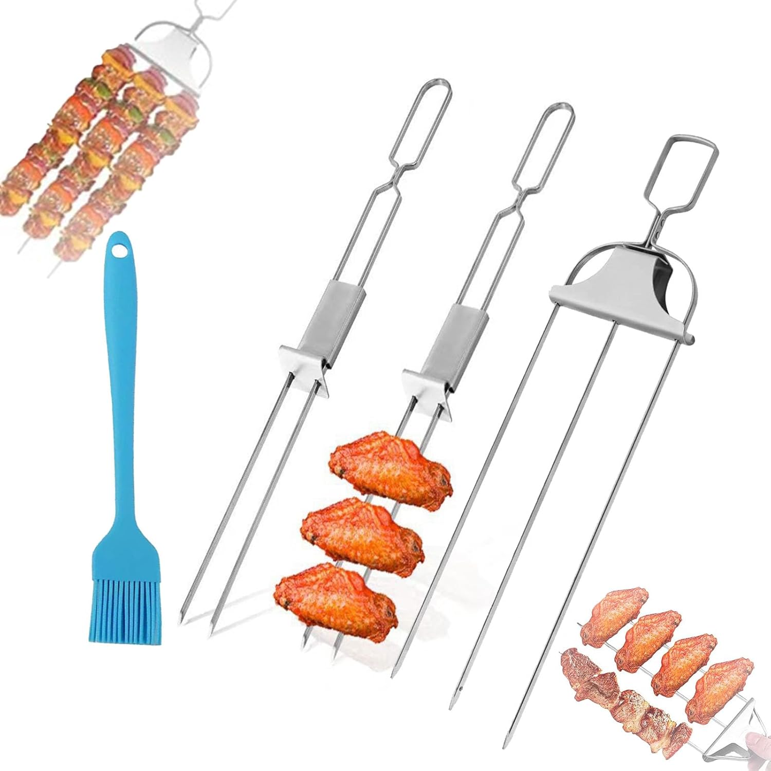 Grillsavant 3 Way Skewer for BBQ and Outdoor Grilling - Stainless Steel ...