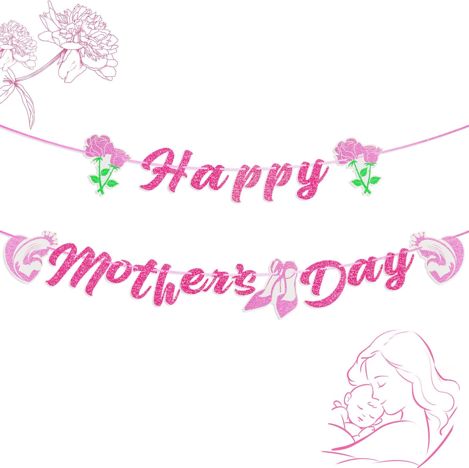 Amazon.com: Mothers Day Banner, Fntacetik Mothers Day Decorations for ...