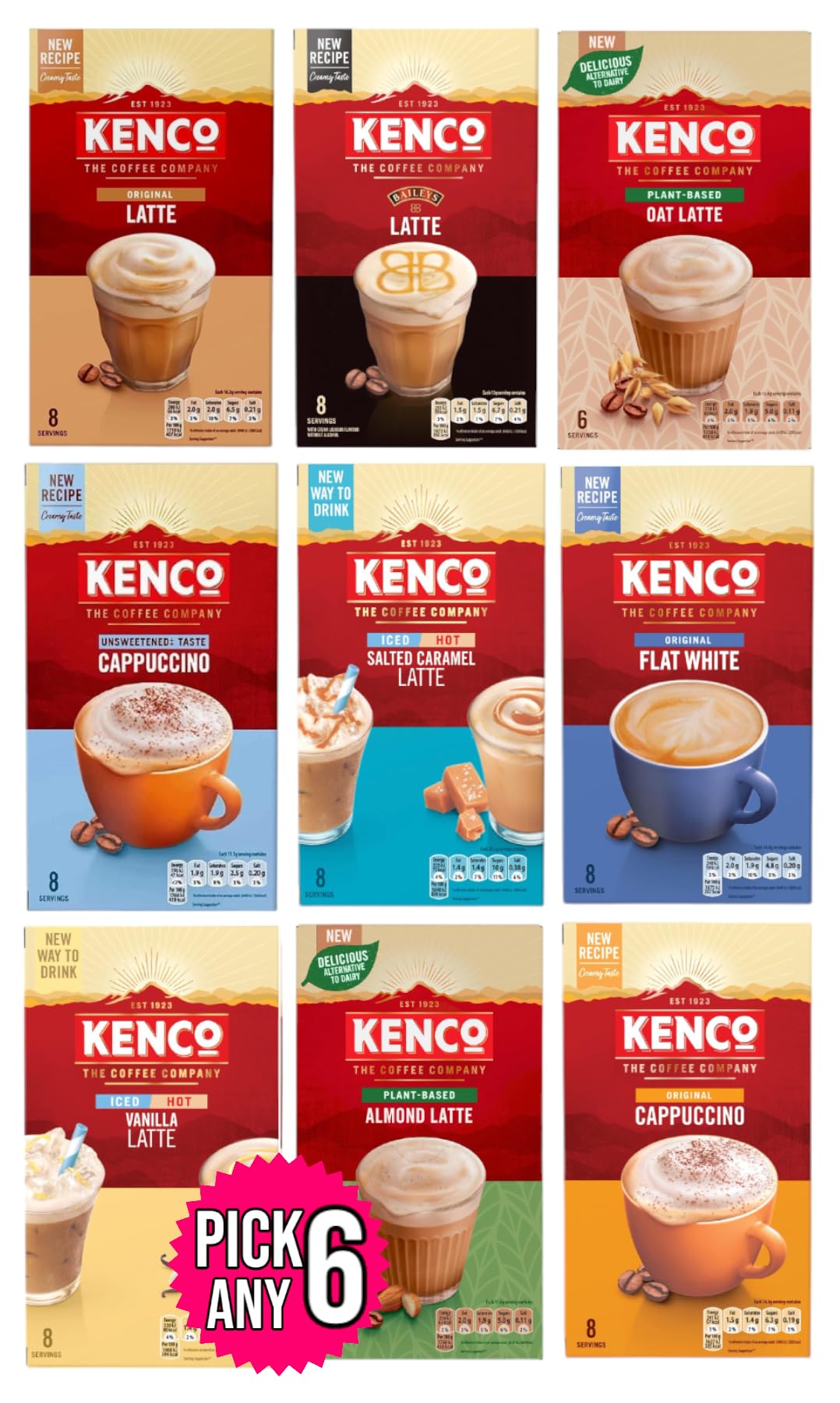 Amazon.com : Kenco Instant Coffee Sachets Pick Any 6 packs from 9 Blend ...