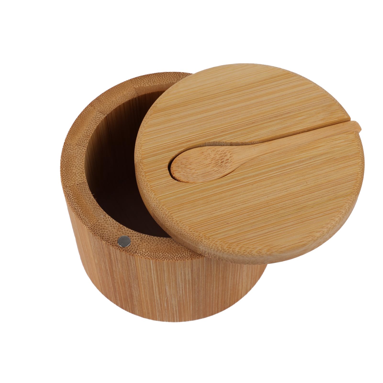 Bamboo Salt Container with Magnetic Rotating Lid,Kitchen Seasoning ...