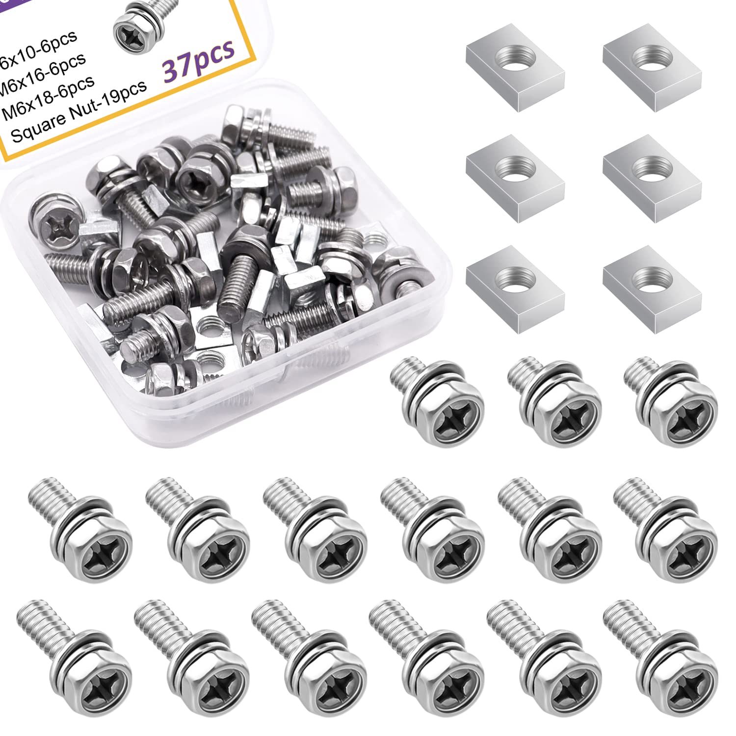 smseace 37pcs Motorcycle Battery Terminal Nuts and Bolt Kit M6x10/16 ...