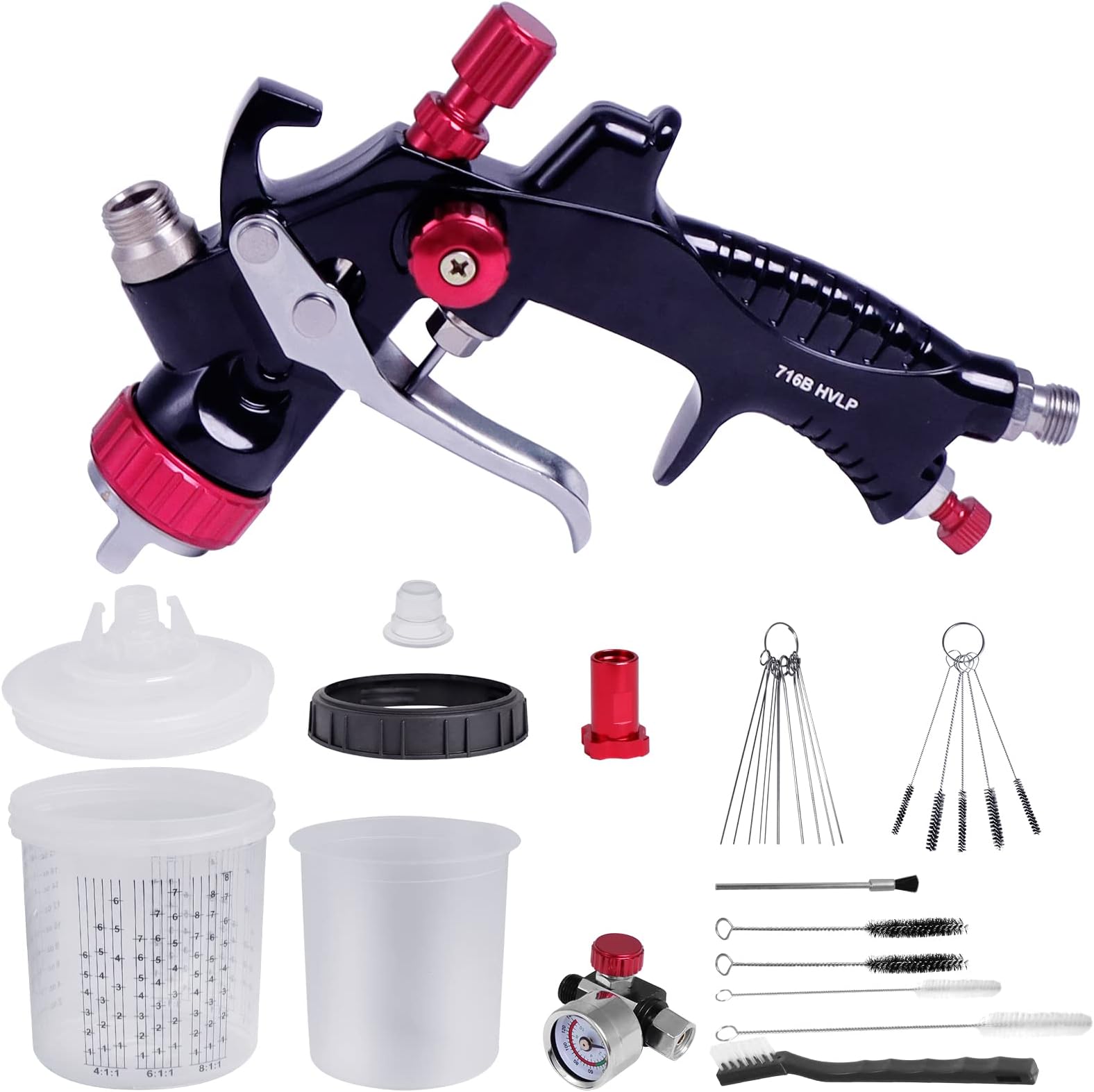 TANGZON 3 Set HVLP Gravity Feed Air Spray Gun Kit, Auto Repair Paint ...
