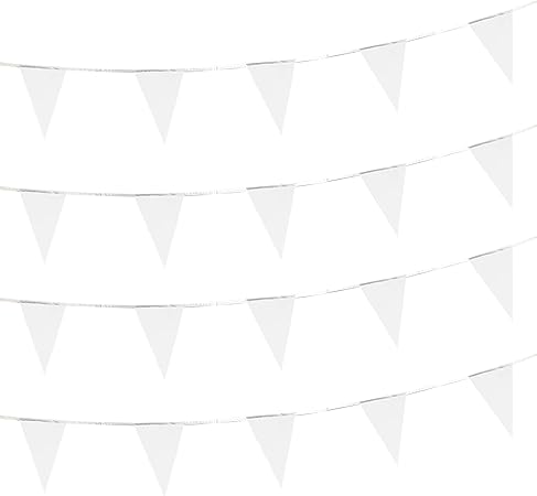 Amazon.com: AuTop 100 Feet Solid White Pennant Banner Flags String ...