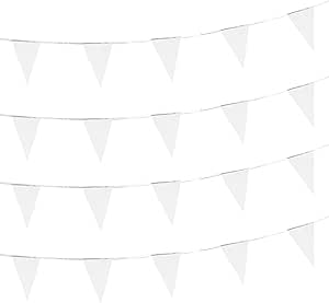 Amazon.com: AuTop 100 Feet Solid White Pennant Banner Flags String ...