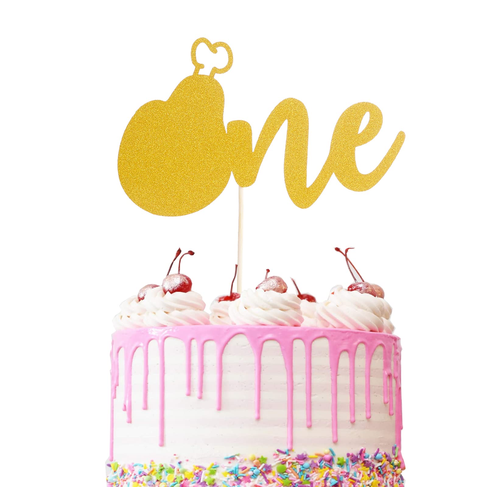 Buy 1st Birthday Cake Topper Decoration - Gold Glitter One Cake Topper ...