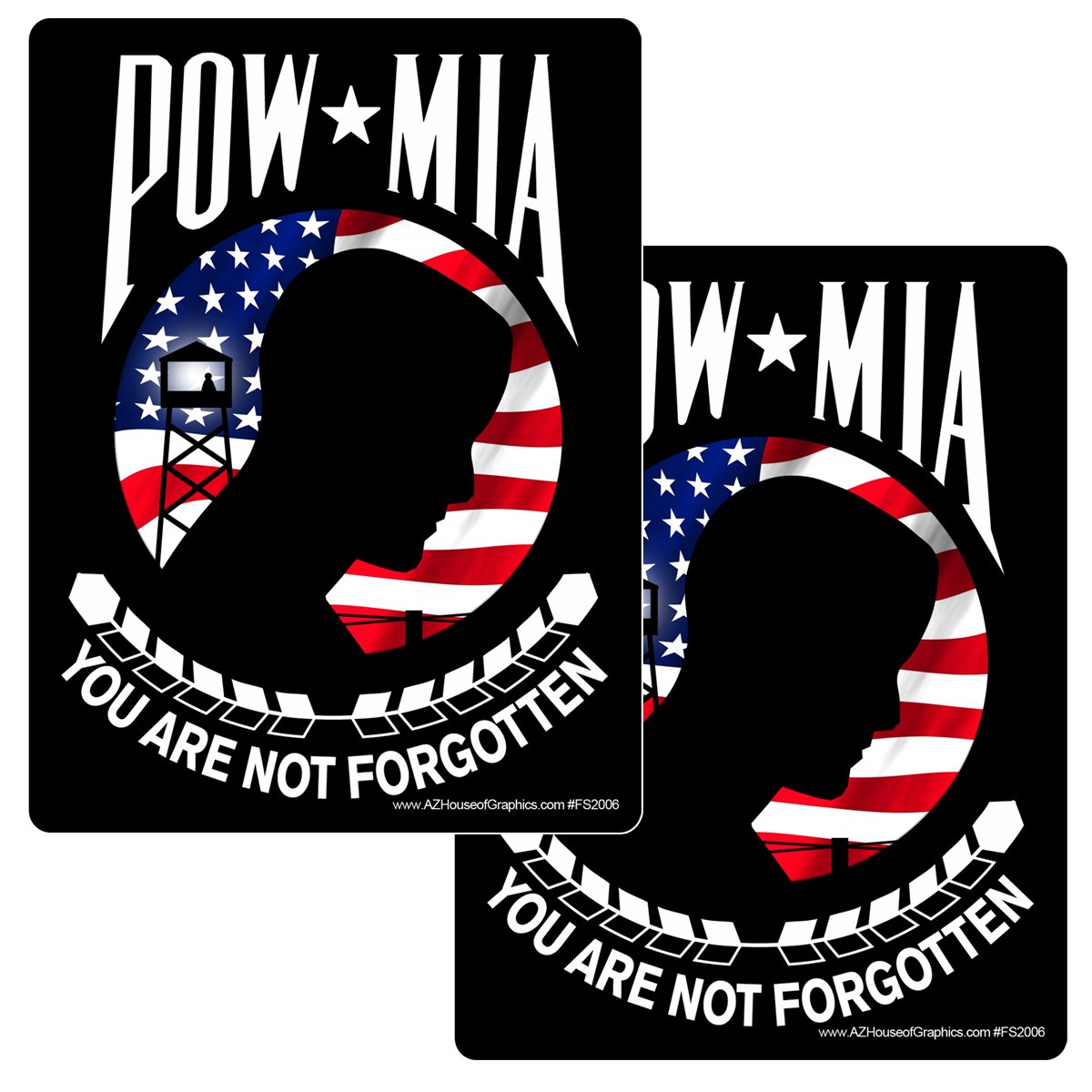 Amazon.com: AZ House of Graphics POW MIA 2 Pack Sticker : Sports & Outdoors