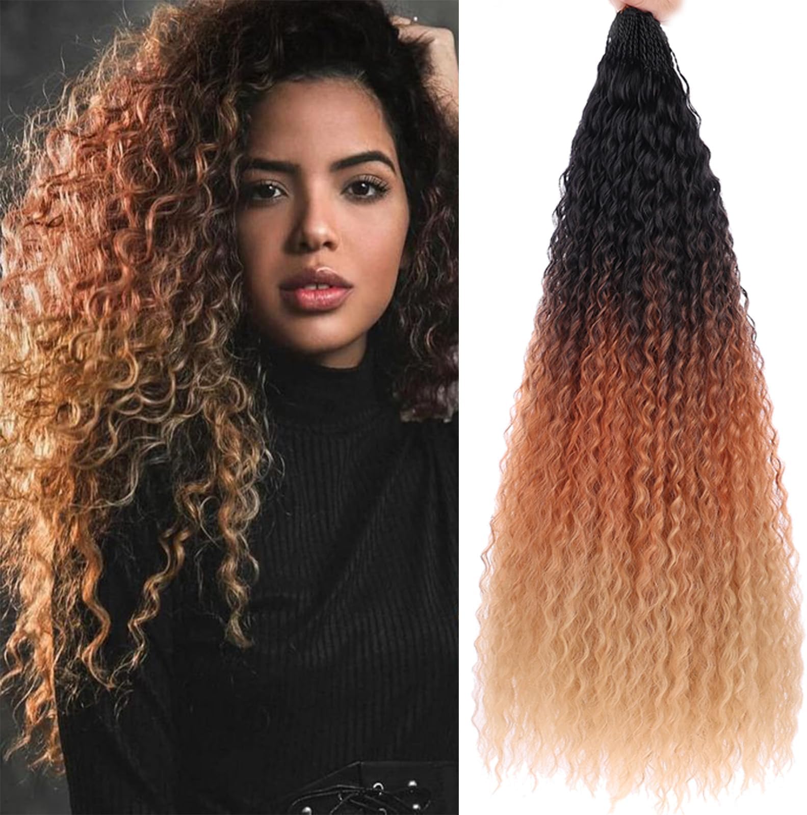 Amazon.com : Leeven Pre Looped Micro Kinky Curly crochet Hair 12 Inch 8 ...