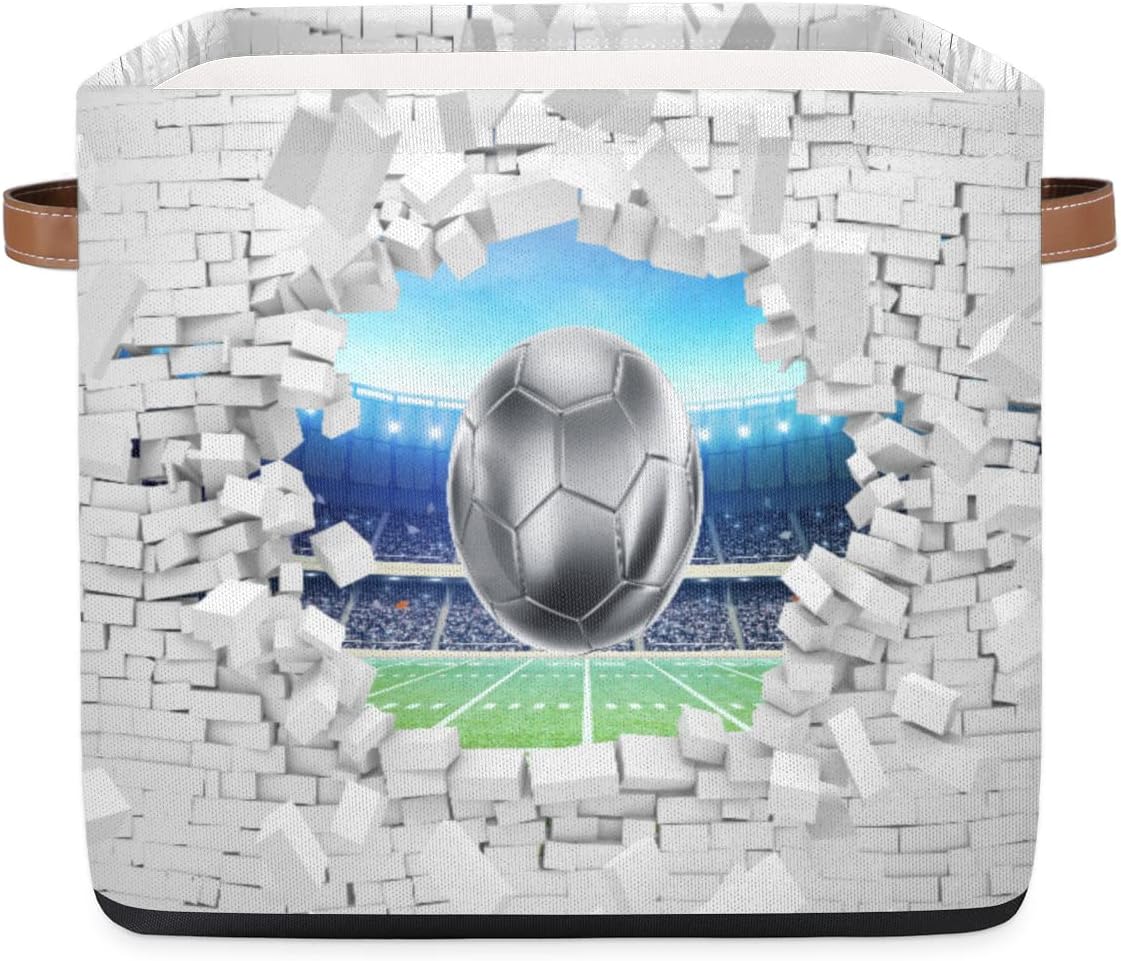 Amazon.com - Cube Storage Organizer Bins 13x13 Soccer Silver White ...