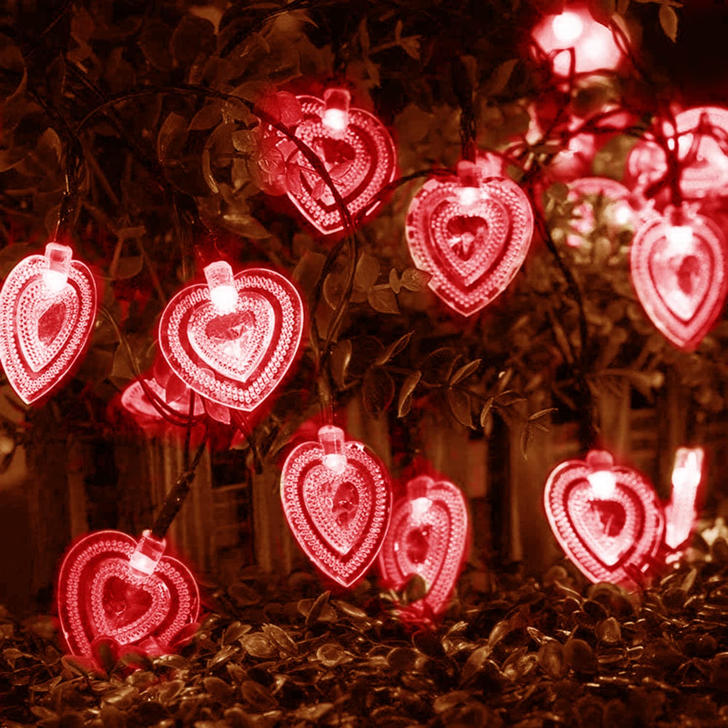 Outdoor Christmas Lights Shaped As Hearts Led String Fairy Light Blue