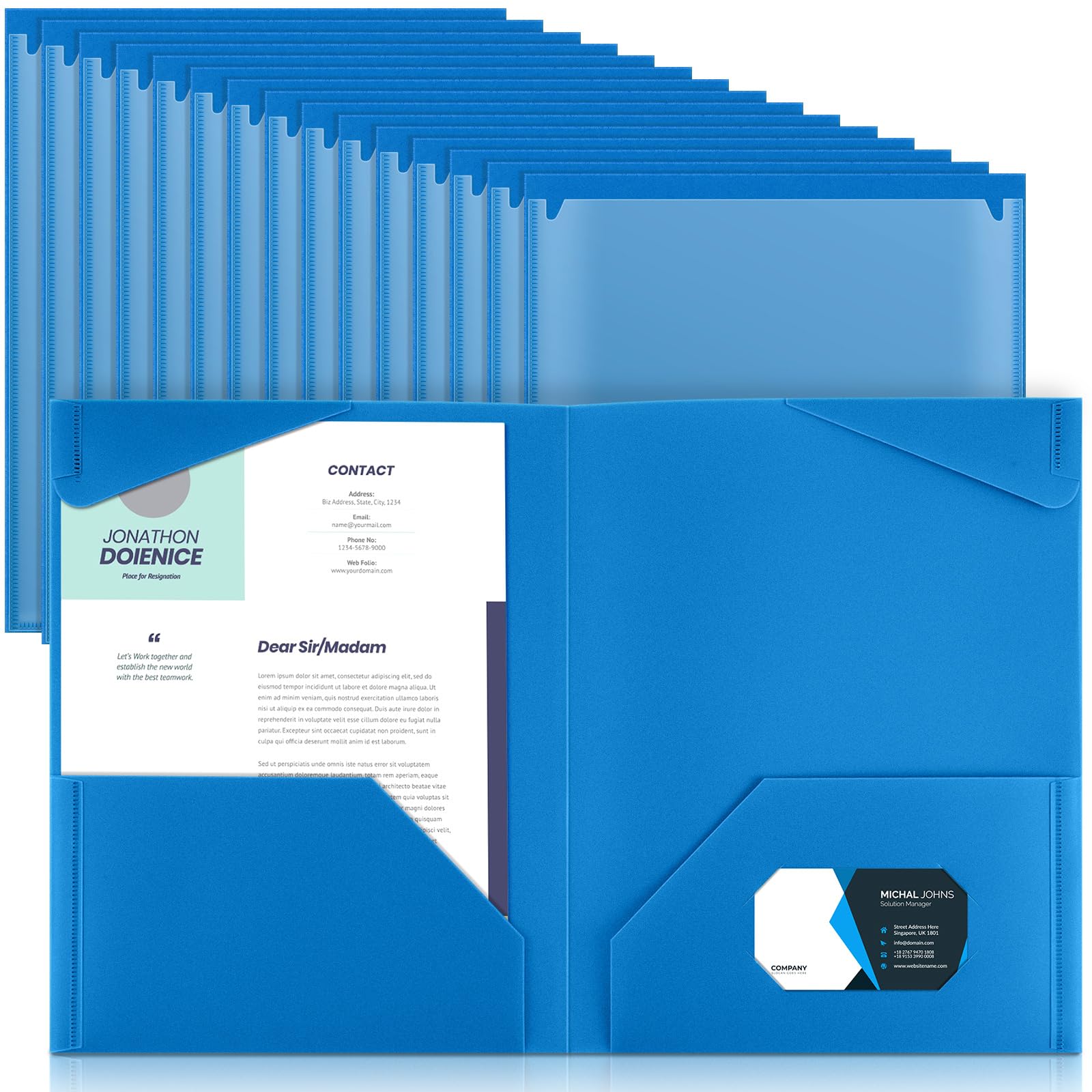 Amazon.com : Henoyso 36 Pcs Plastic Folders with Clear Front Pockets ...