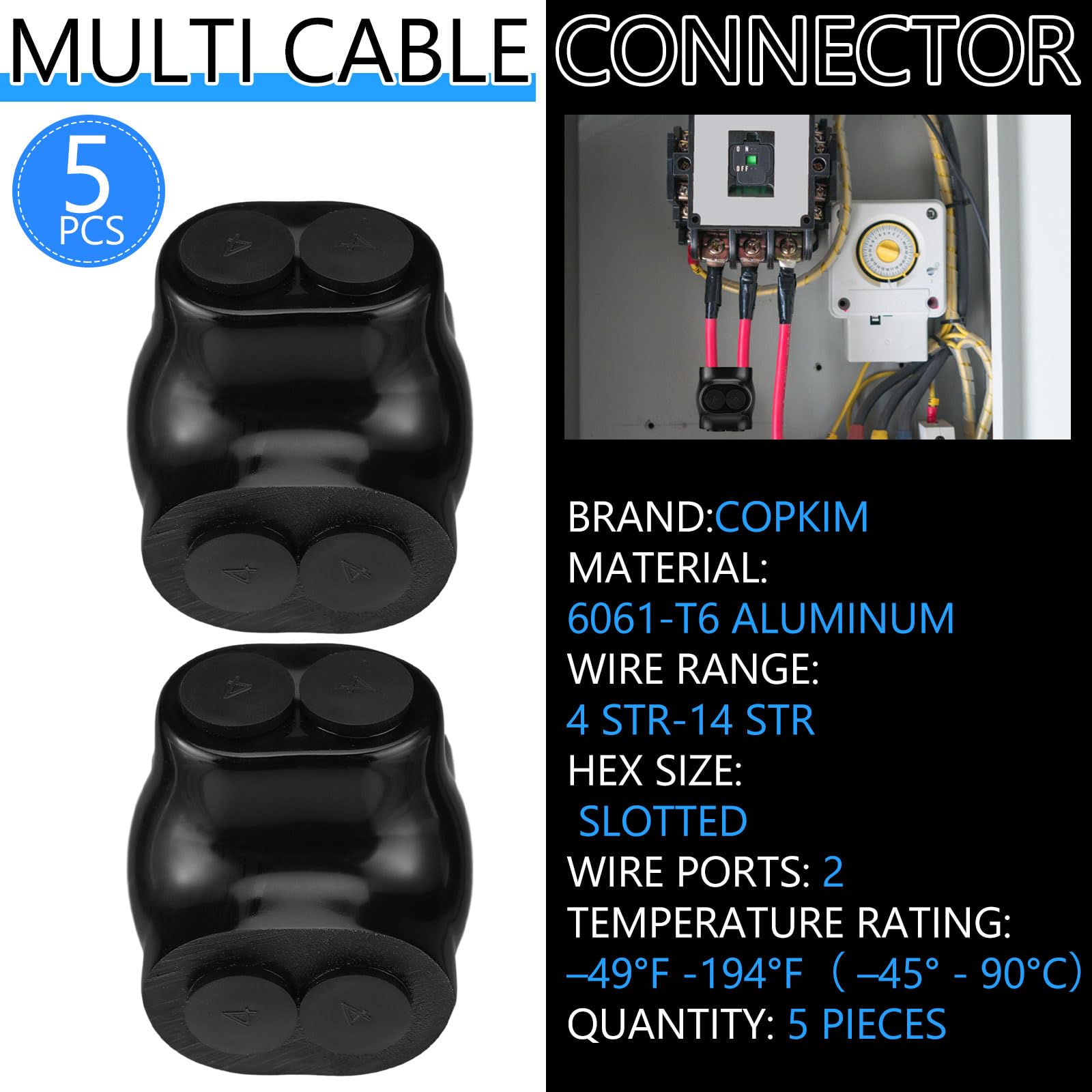 Snapklik.com : Copkim 5 Pcs 2 Port Insulated Wire Connectors Aluminum ...